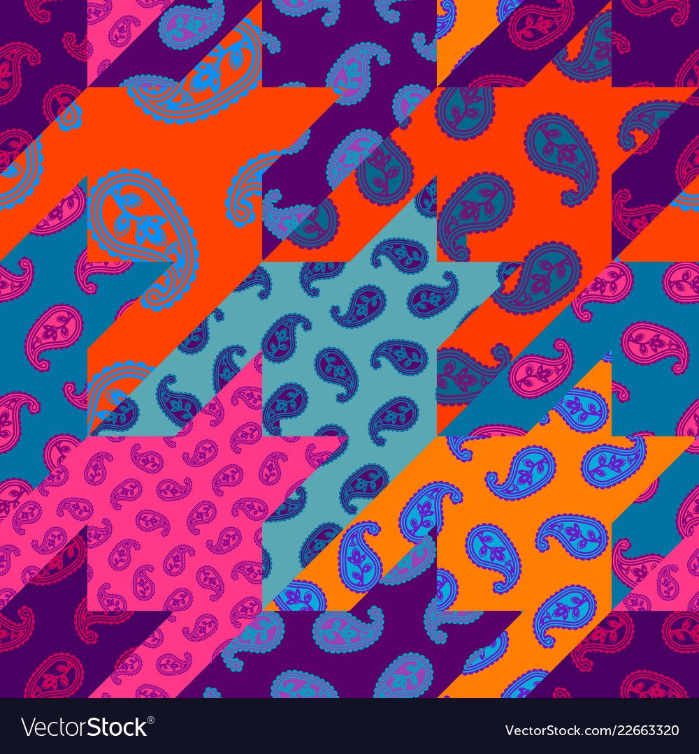 Patchwork pattern with paisley ornament patterns Vector Image