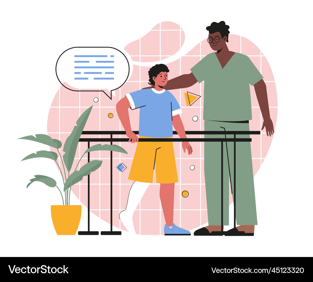 Physiotherapy and rehabilitation concept Vector Image