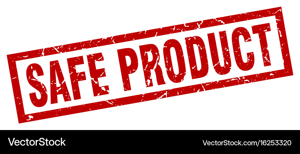 Square grunge red safe product stamp Royalty Free Vector