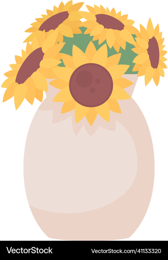 Sunflowers in vase semi flat color object Vector Image