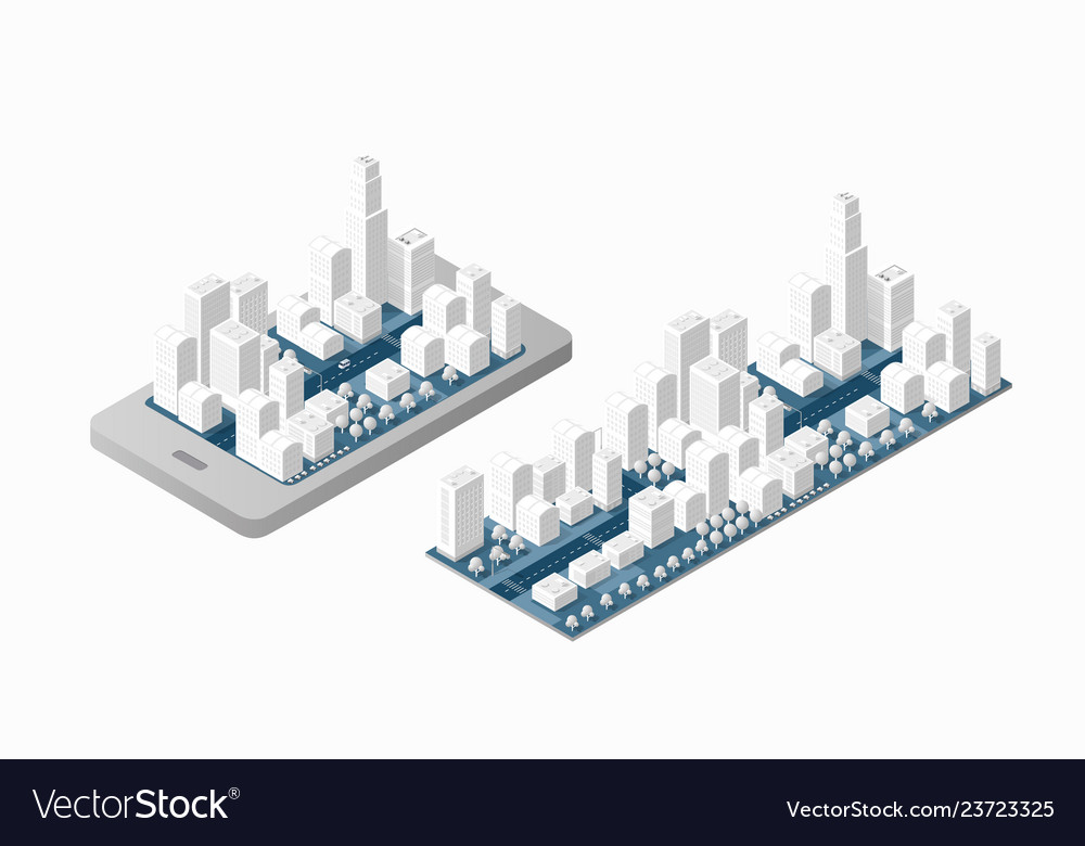 3d map isometric city Royalty Free Vector Image