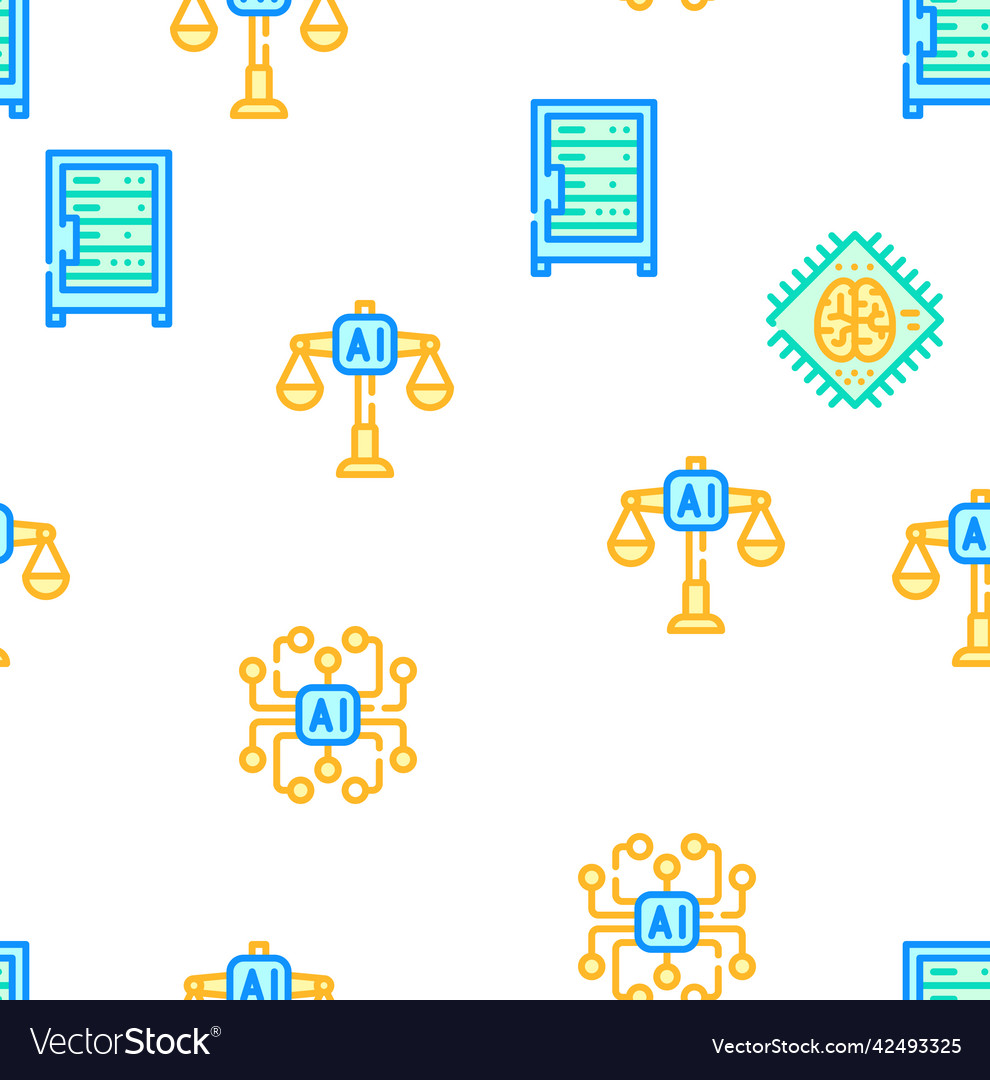 Artificial intelligence system icons set isolated Vector Image