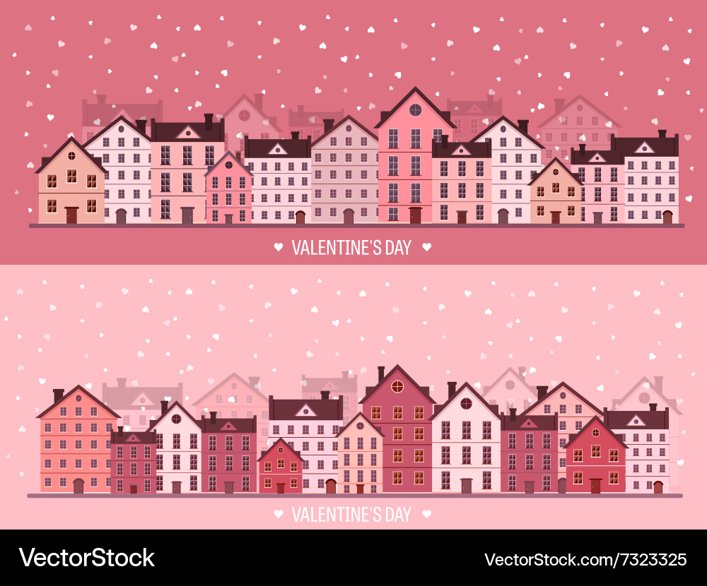 City with hearts love Royalty Free Vector Image