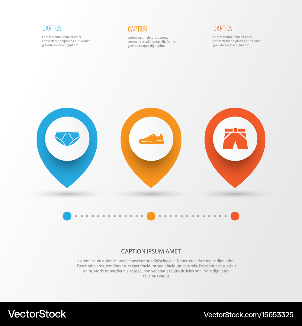 Clothes icons set collection trunks cloth Vector Image