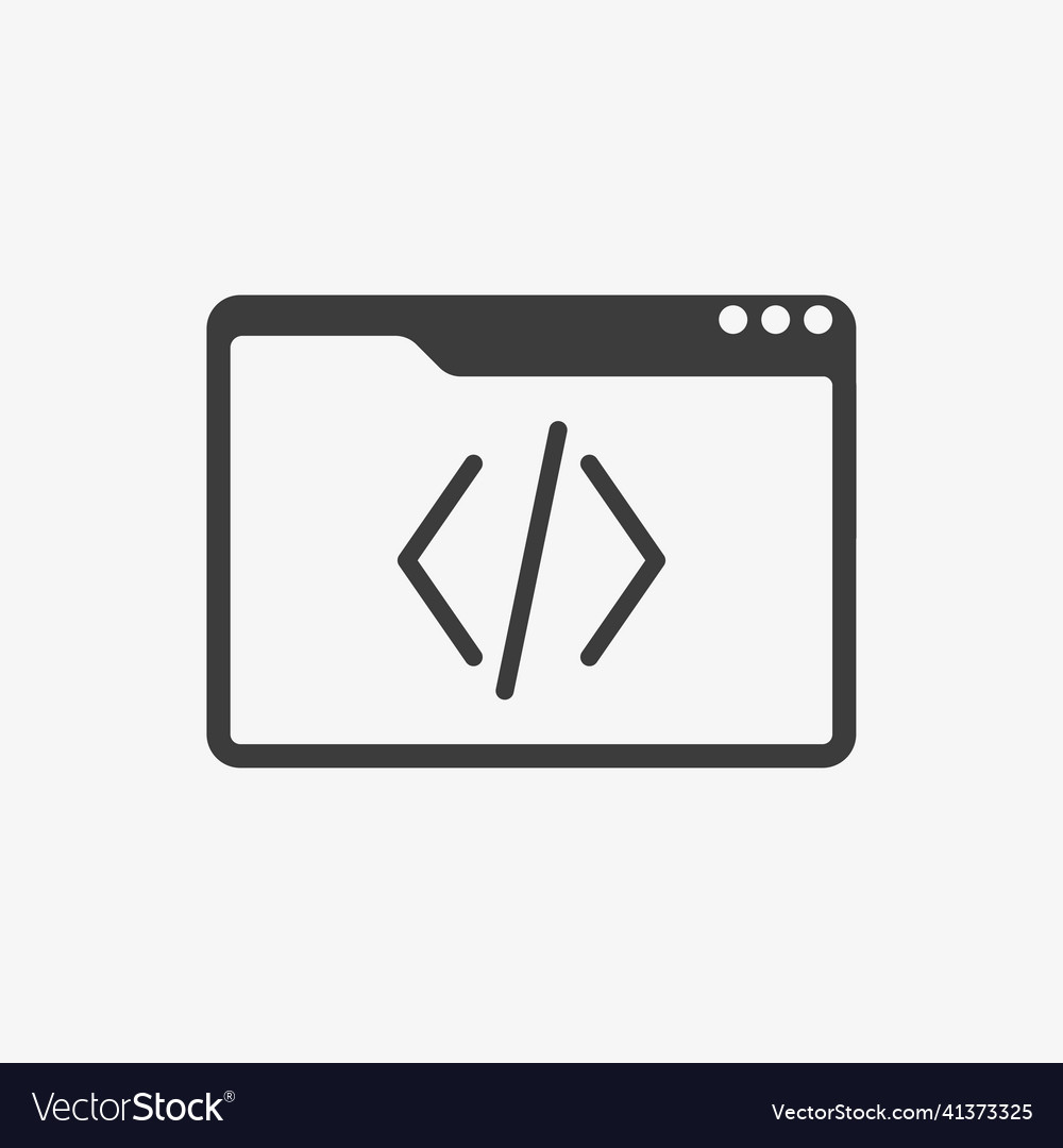 Coding icon in browser window on white background Vector Image