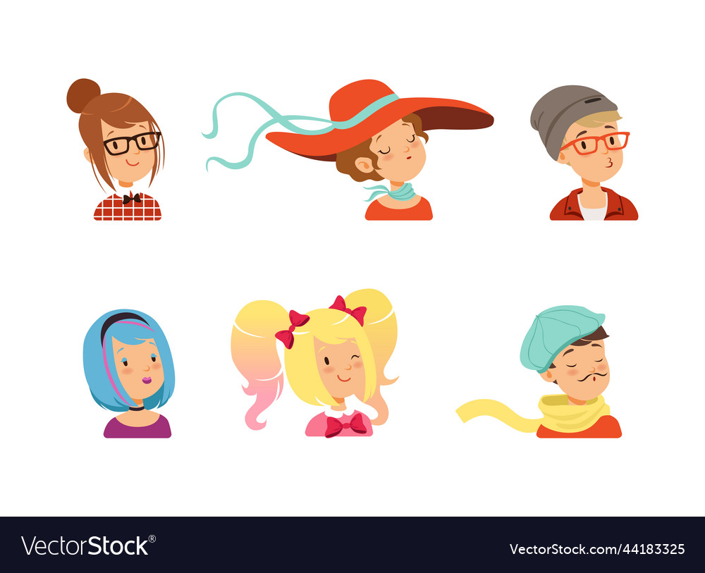 Collection of portraits of people male female Vector Image