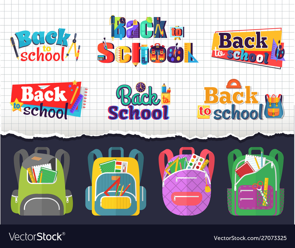 Colored school backpack back Royalty Free Vector Image