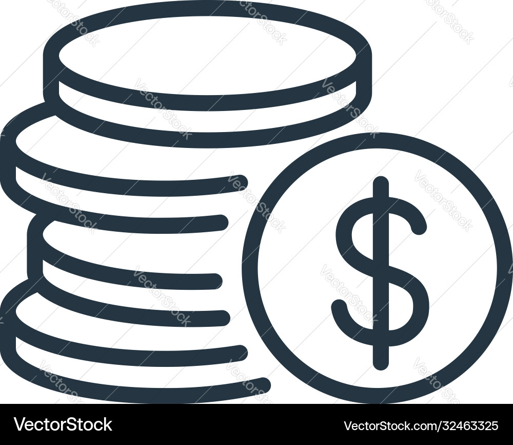 Dollar coins icon isolated on white background Vector Image