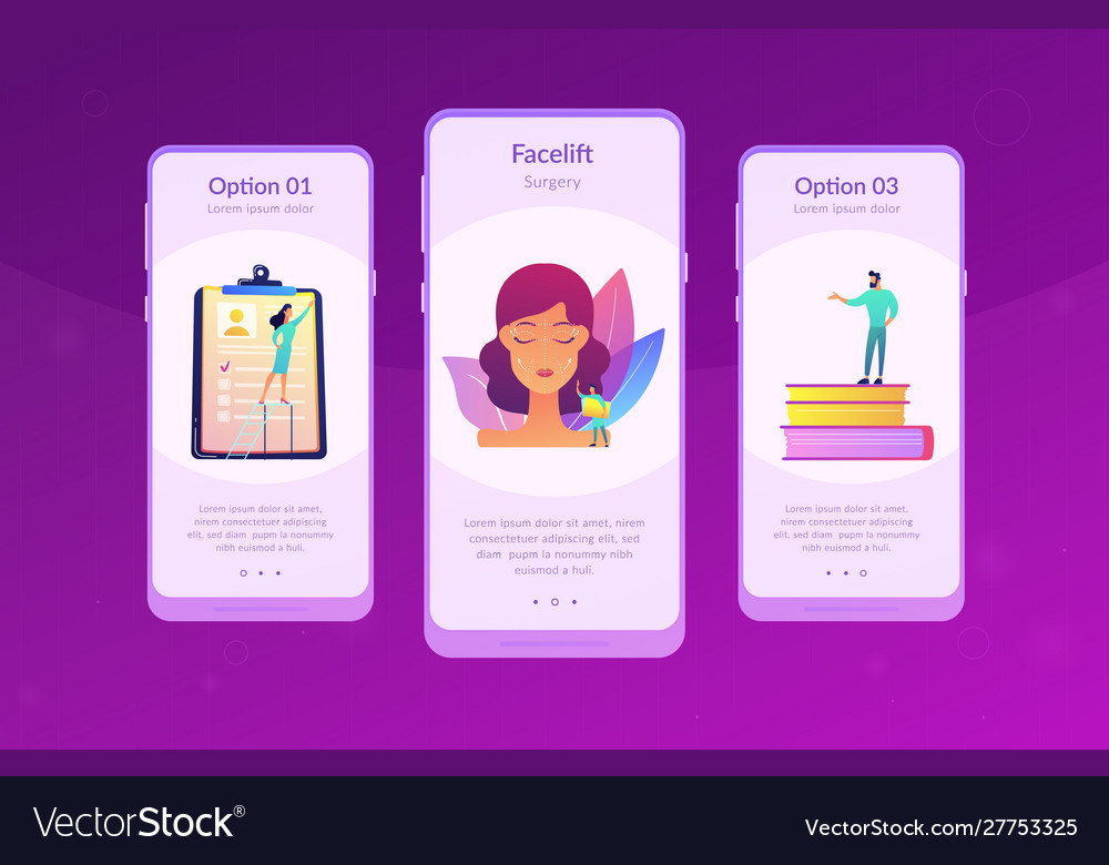 Face lifting app interface template Royalty Free Vector