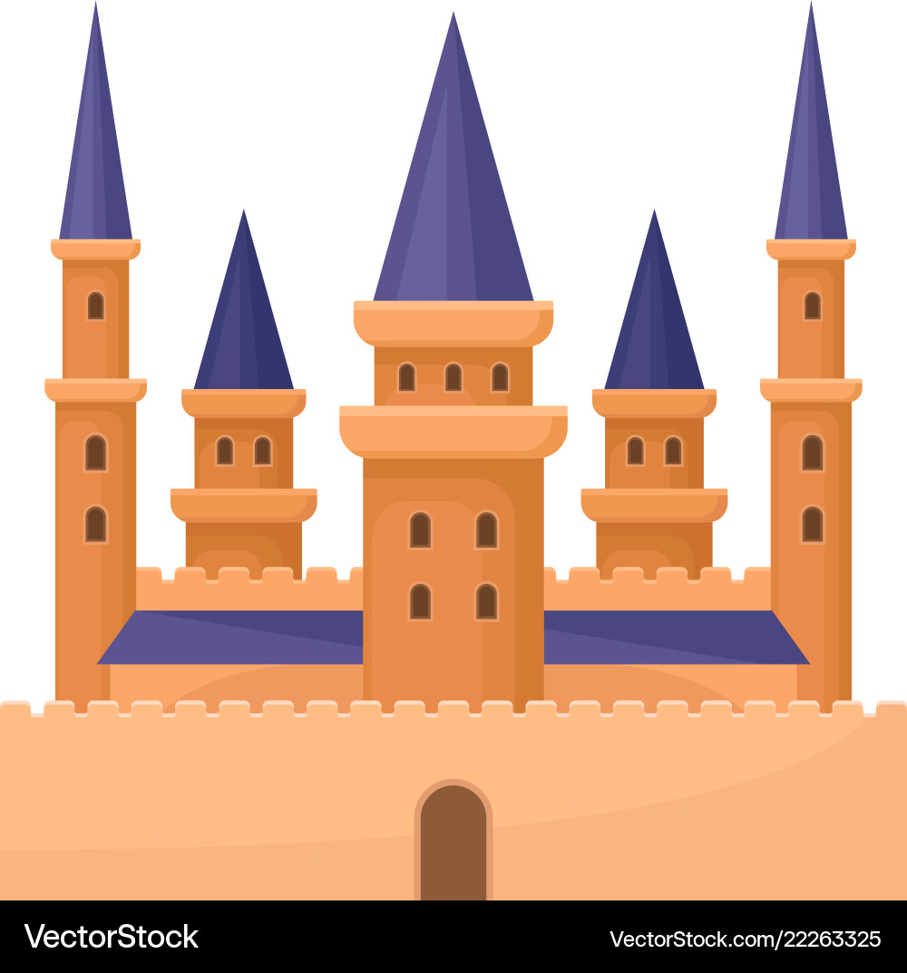 Flat icon royal palace castle with high Royalty Free Vector