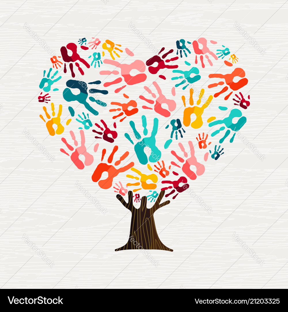 Hand tree in heart shape for love concept Vector Image