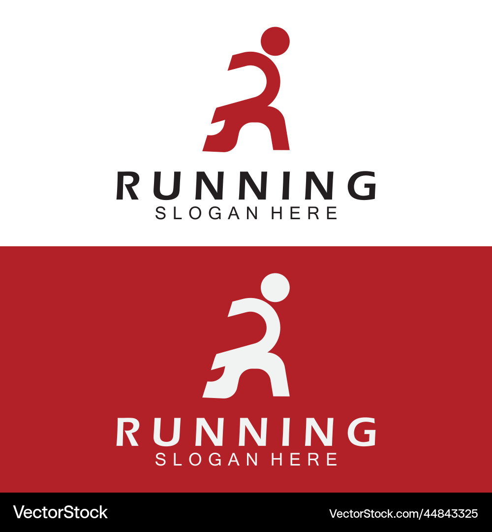 Letter r for running logo design combination Vector Image