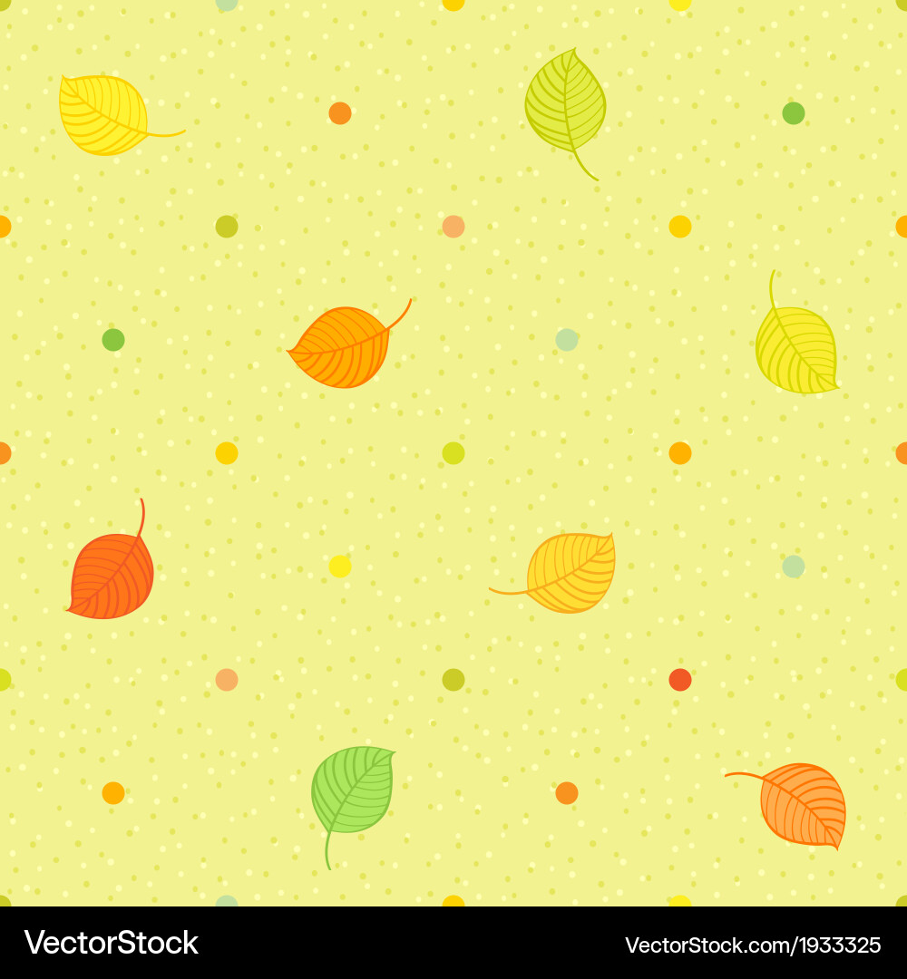 Seamless polka dots pattern with autumn leaves Vector Image