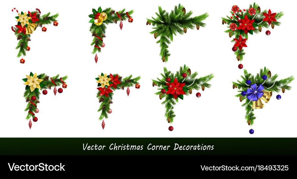 Set of christmas corner decorations Royalty Free Vector