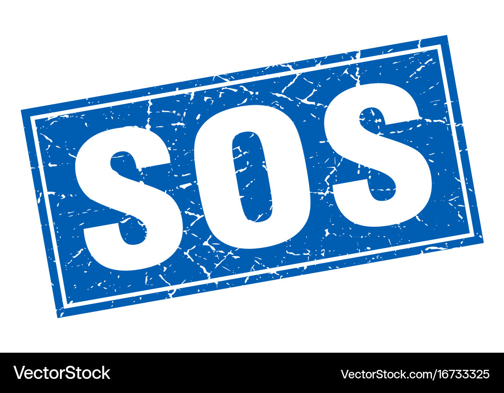 Sos blue square grunge stamp on white Royalty Free Vector