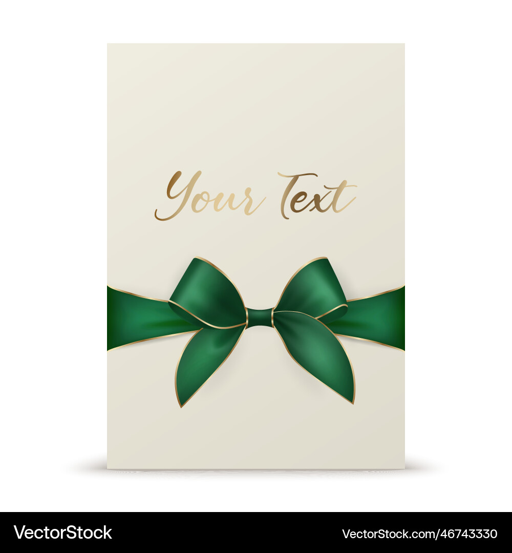 3d realistic green gift ribbon and bow with Vector Image