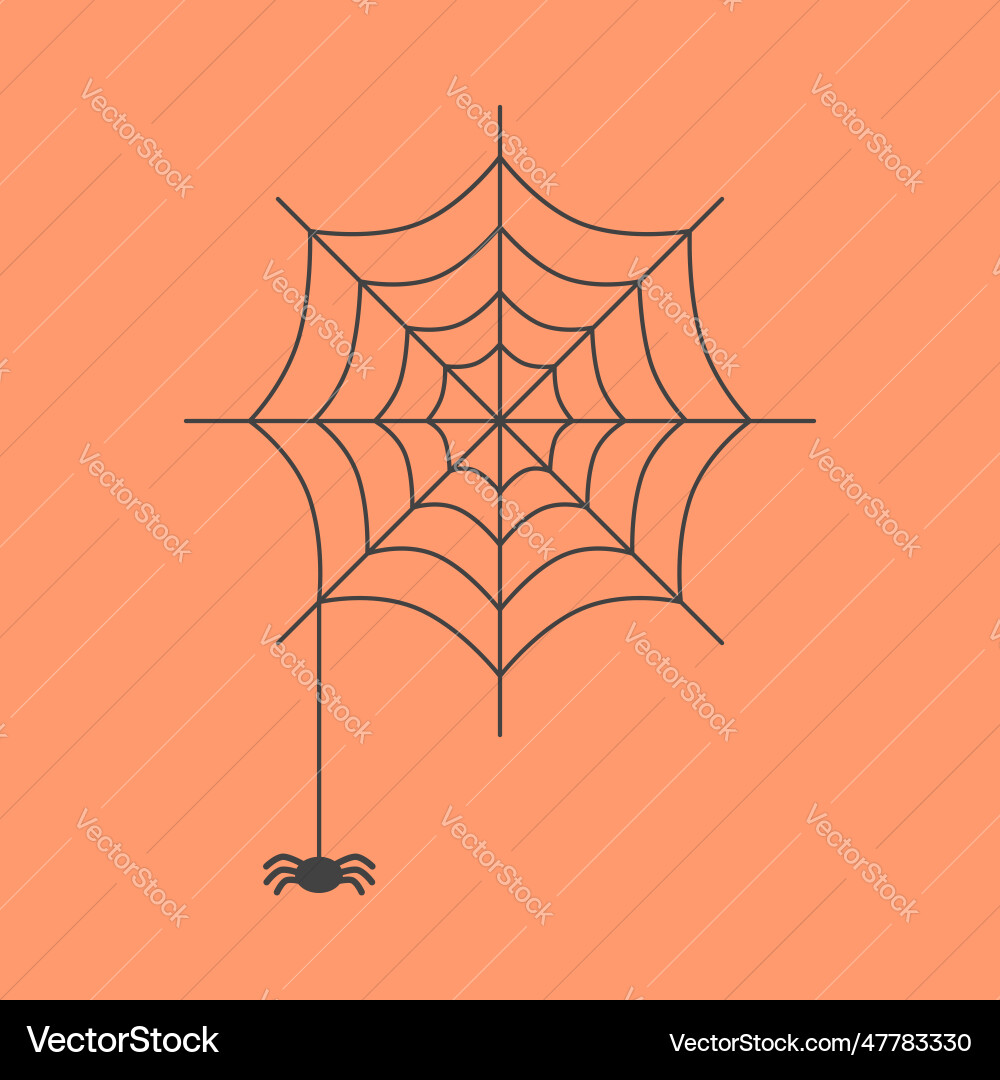 A spider climbing on spider web happy halloween Vector Image