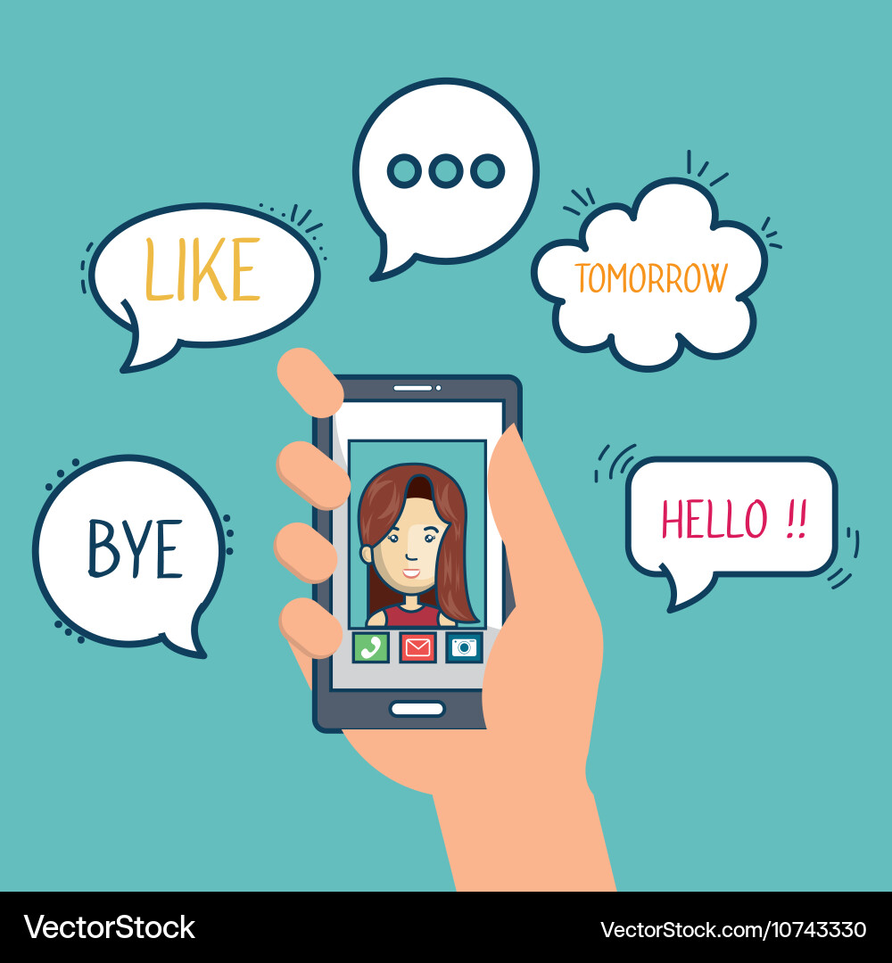 Cartoon smartphone hand hold mobile chat graphic Vector Image
