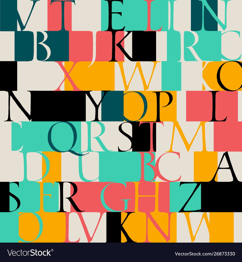 Color pattern with a classic uneven font Vector Image