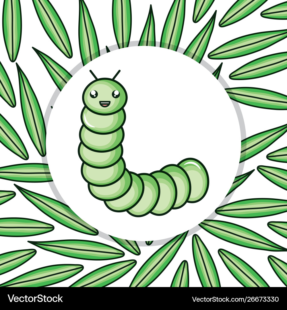 Cute little worm kawaii character Royalty Free Vector Image