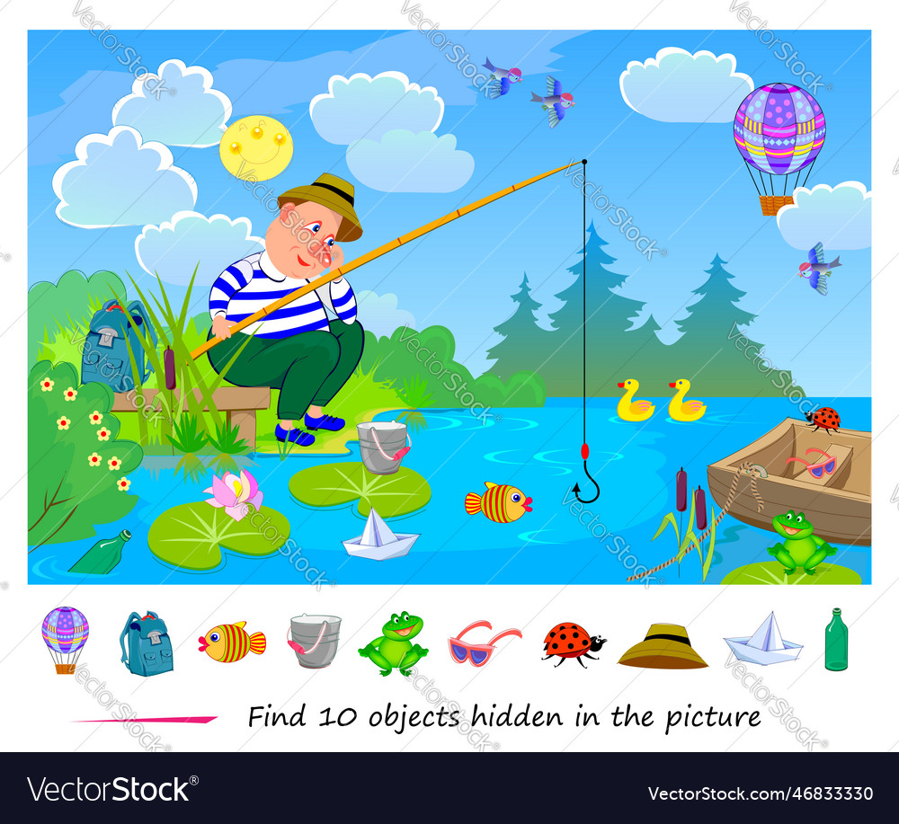 Find 10 objects hidden in the picture logic Vector Image Find 10 objects hidden in the picture logic Vector Image