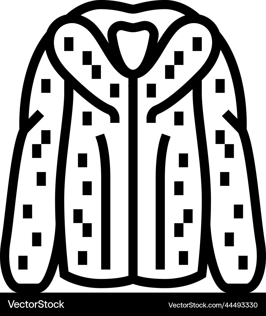 Fur jacket outerwear female line icon Royalty Free Vector