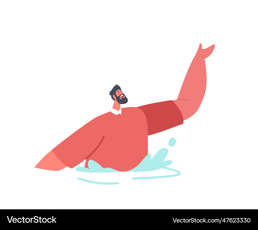 Helpless and desperate drowning man character Vector Image