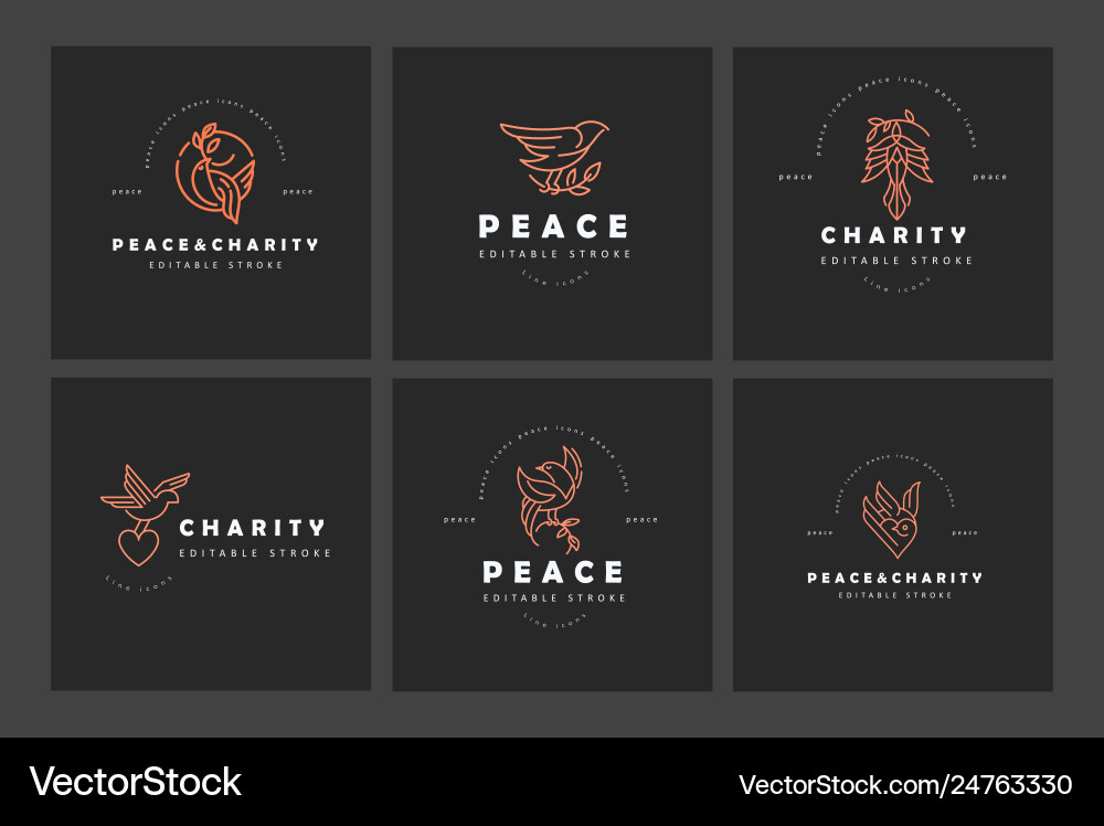 Icon and logo peace charity editable Royalty Free Vector