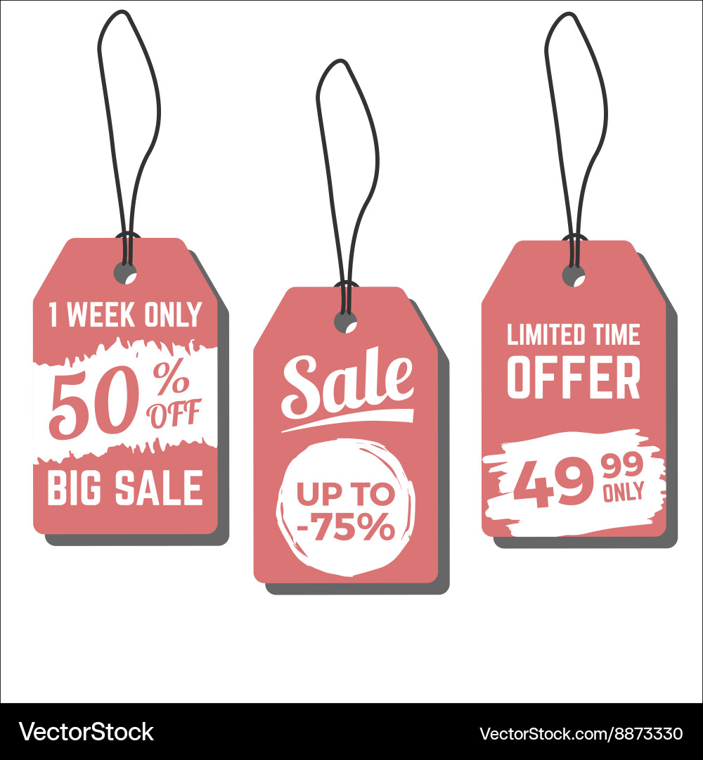 Sale tags with hand drawn ink Royalty Free Vector Image