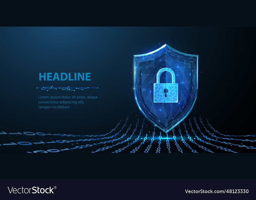 Secure technology polygonal wireframe shield Vector Image
