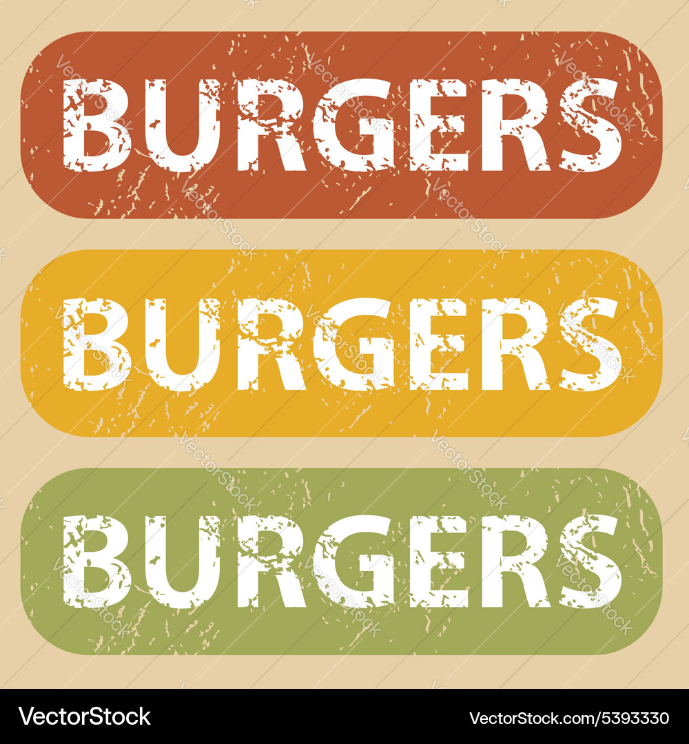 Vintage BURGERS stamp set Royalty Free Vector Image