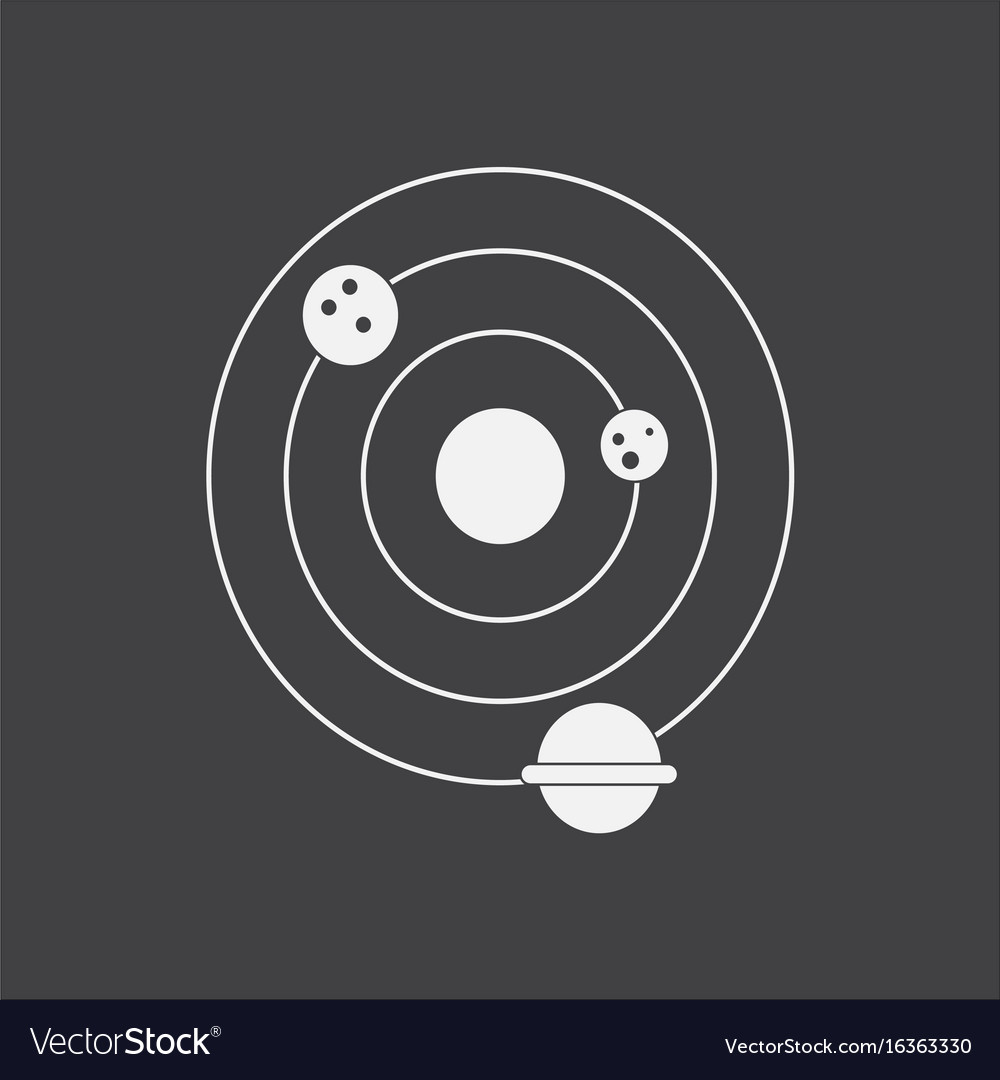 White icon on black background planets Royalty Free Vector