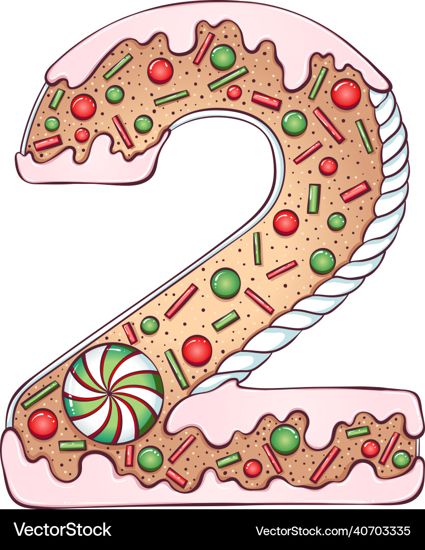 Alphabet gingerbread color serial number 2 Vector Image