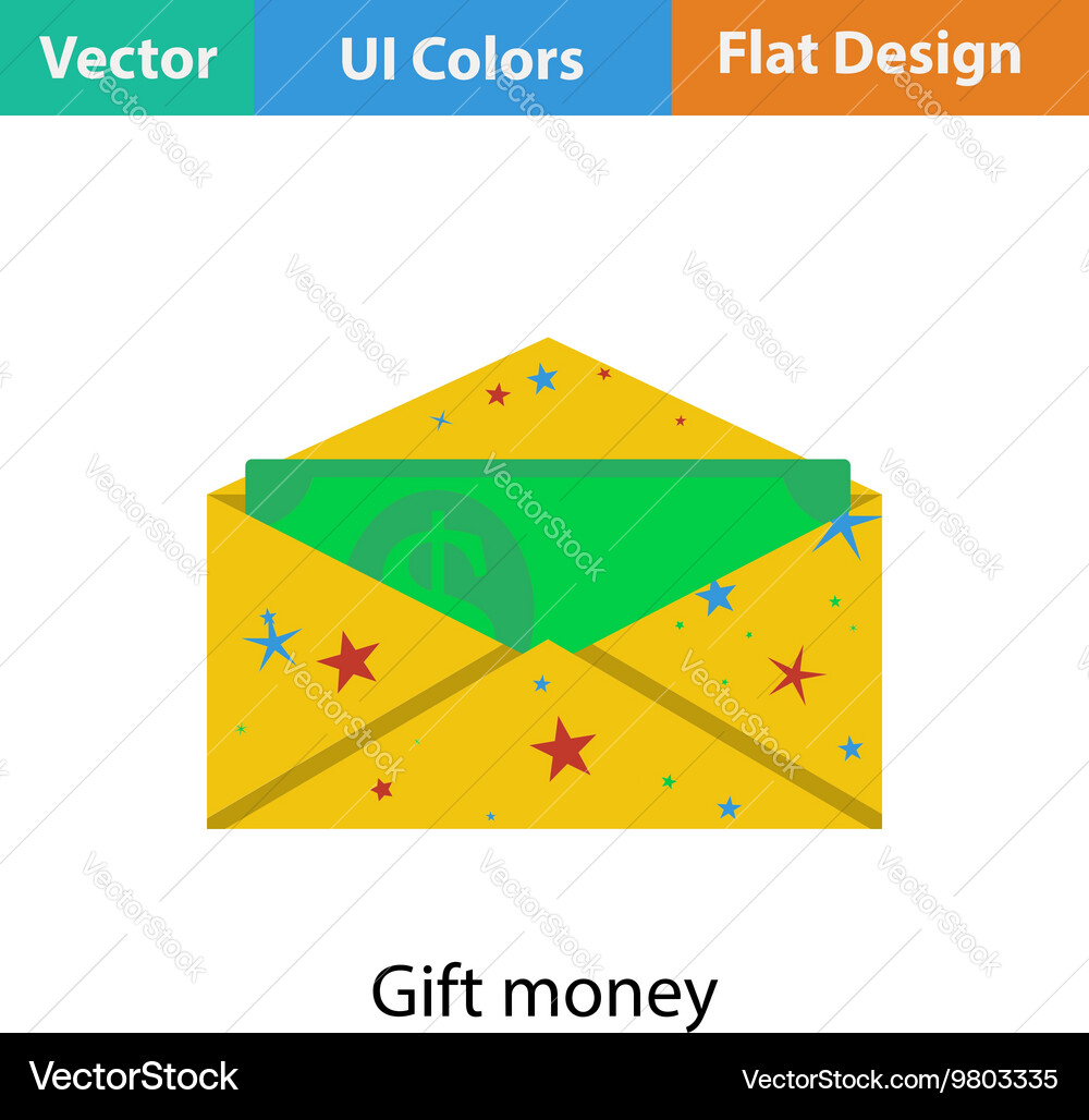 Birthday gift envelop icon with money Royalty Free Vector