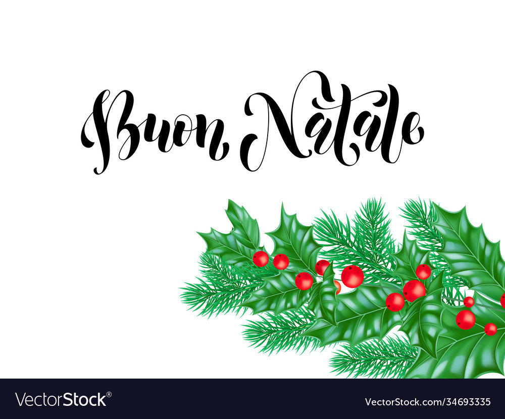 Buon natale italian merry christmas holiday hand Vector Image