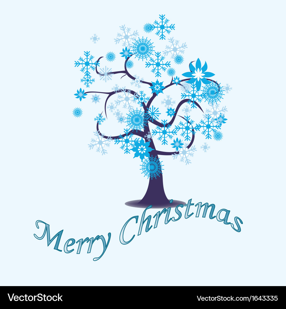 Christmas tree with winter leaves beautiful Vector Image