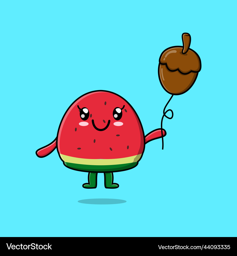 Cute cartoon watermelon float with acorn balloon Vector Image