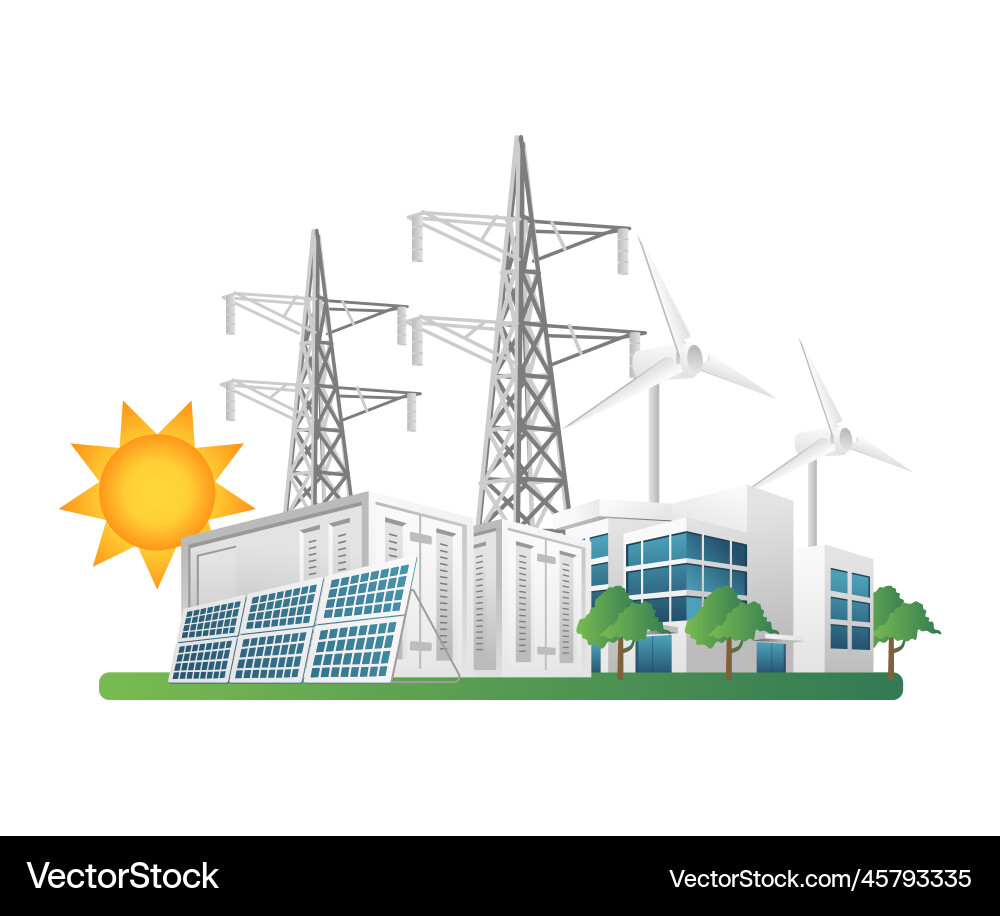Flat isometric concept 3d eco green energy solar Vector Image