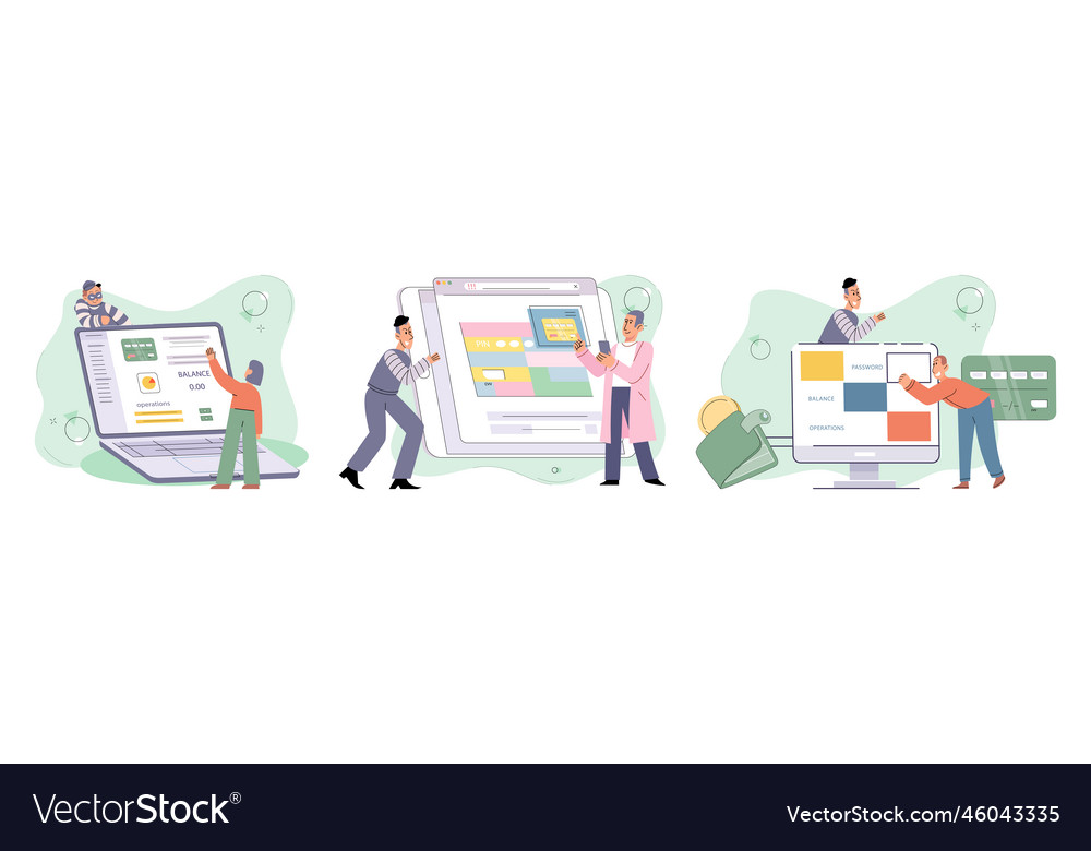 Hacker activity big set hacking computer Vector Image