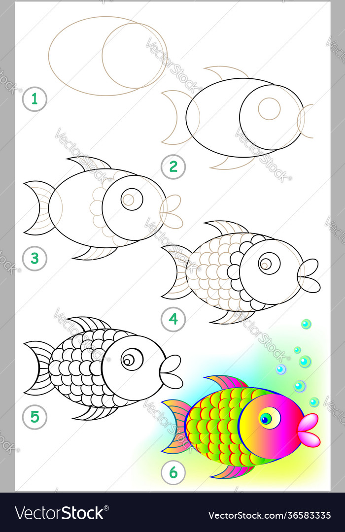 Page shows how to learn step step to draw Vector Image