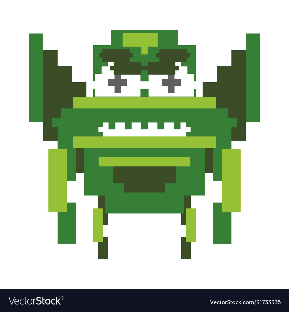 Space alien 8 bits pixelated icon Royalty Free Vector Image