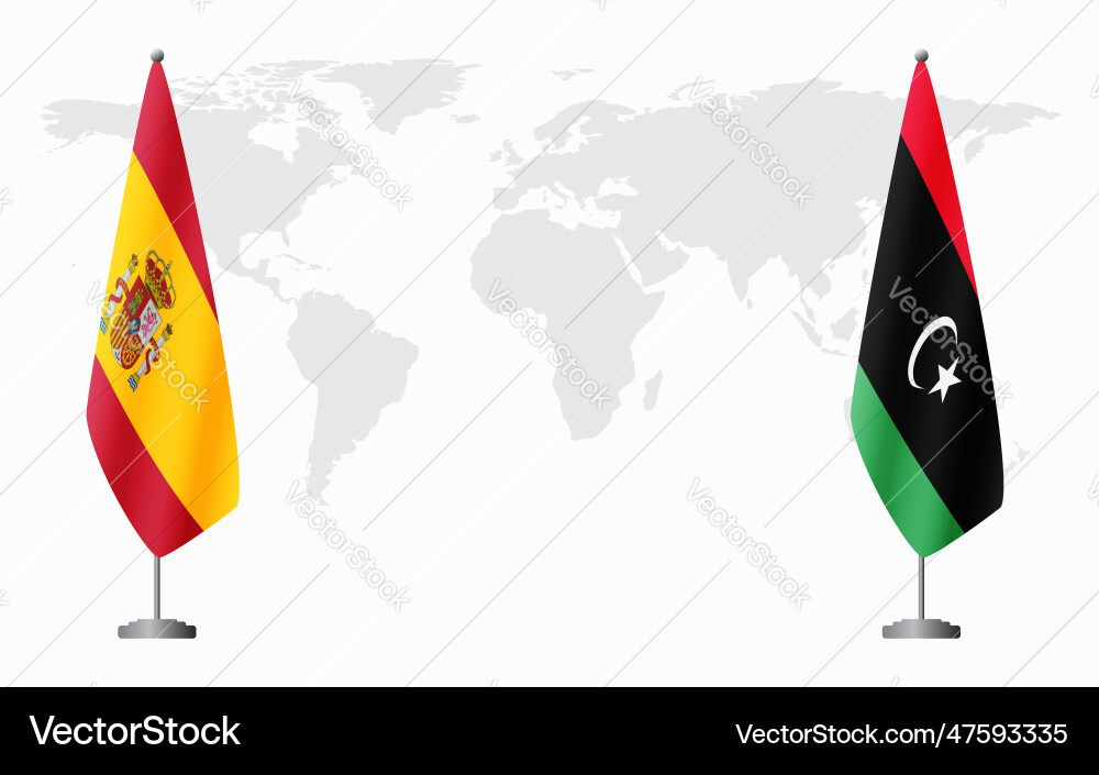 Spain and libya flags for official meeting Vector Image