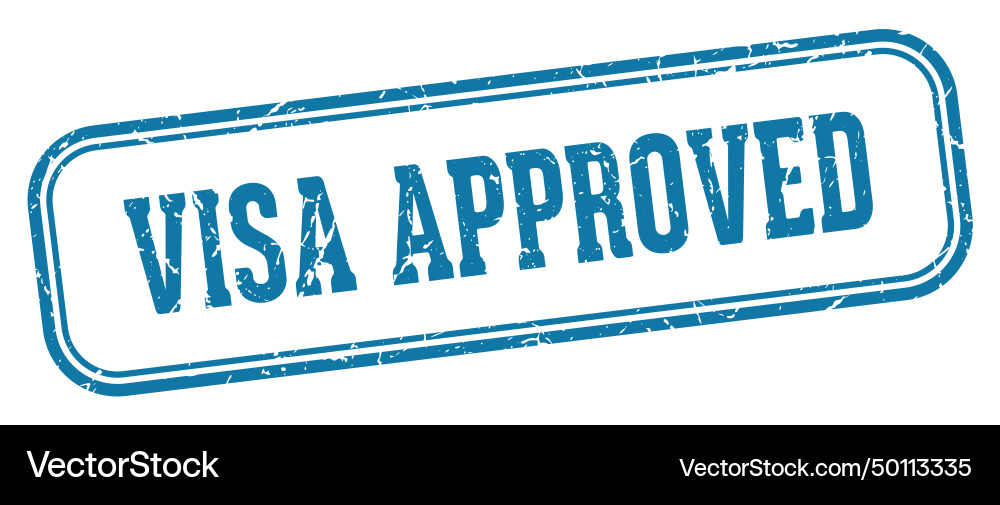 Visa approved stamp rectangular Royalty Free Vector Image