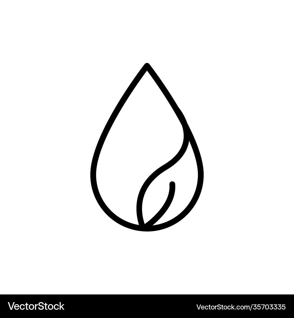 Water drop line icon with leaf plant symbol Vector Image