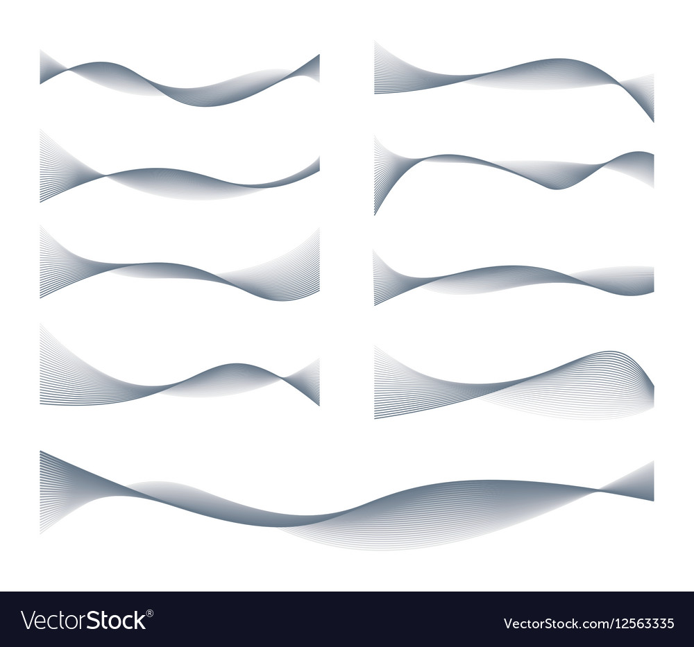 Waved lines design elements set Royalty Free Vector Image