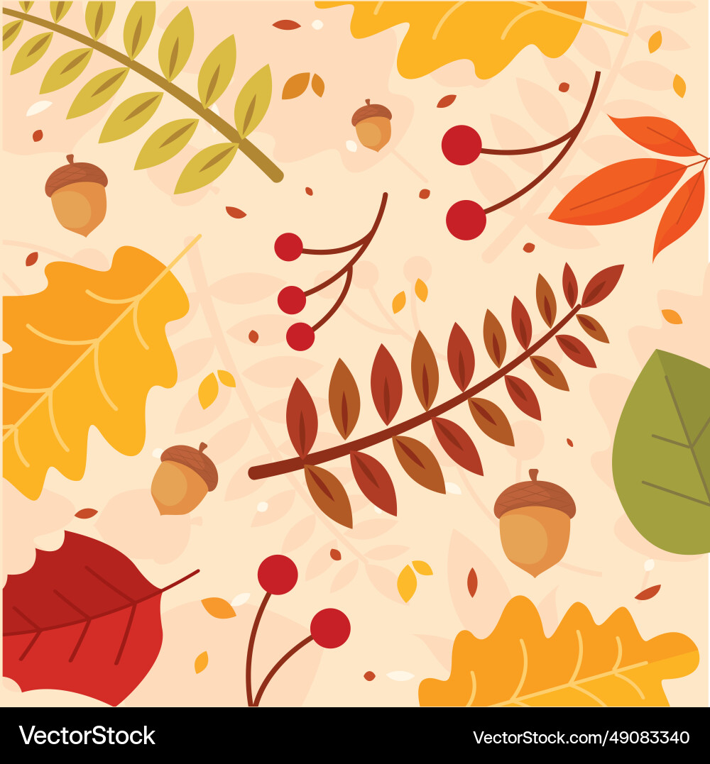 Autumn seasonal pattern background with leaves Vector Image