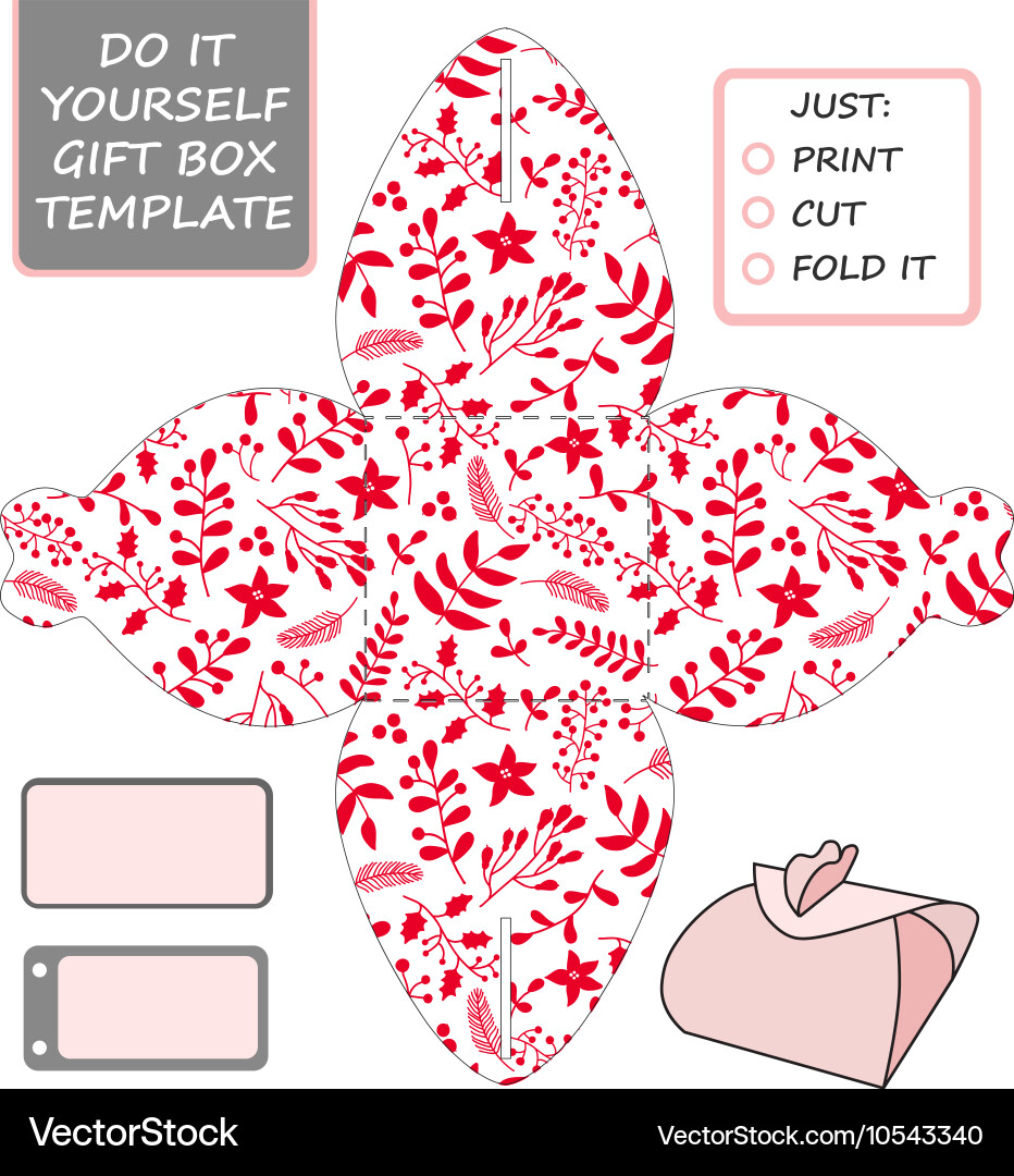 Christmas gift packaging template favor Royalty Free Vector