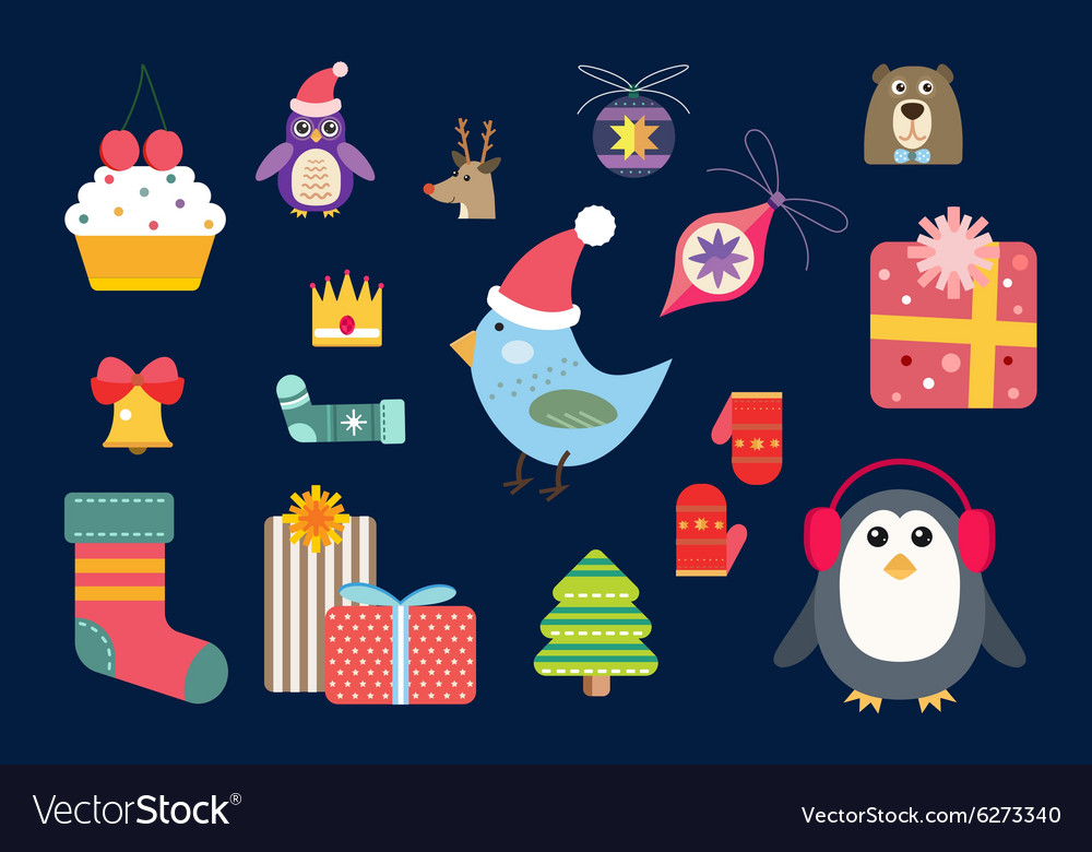 Christmas icons set Royalty Free Vector Image - VectorStock