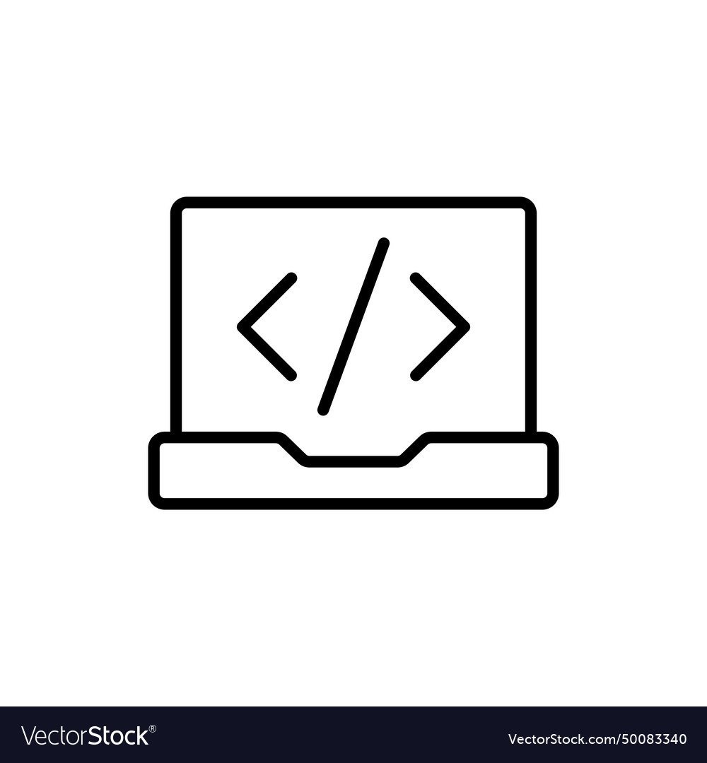 Code product development icon with black outline Vector Image