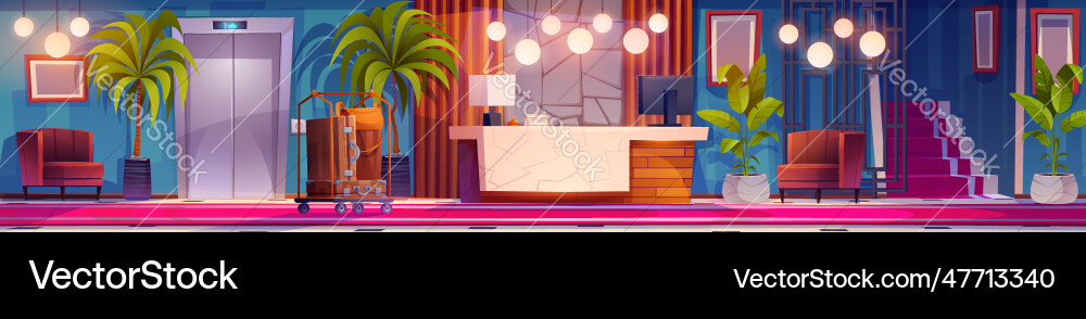 Hotel lobby interior with reception cartoon Vector Image